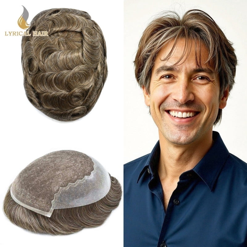 LYRICAL HAIR Toupee for Men French Lace Front Men's Toupee Human Hair ...