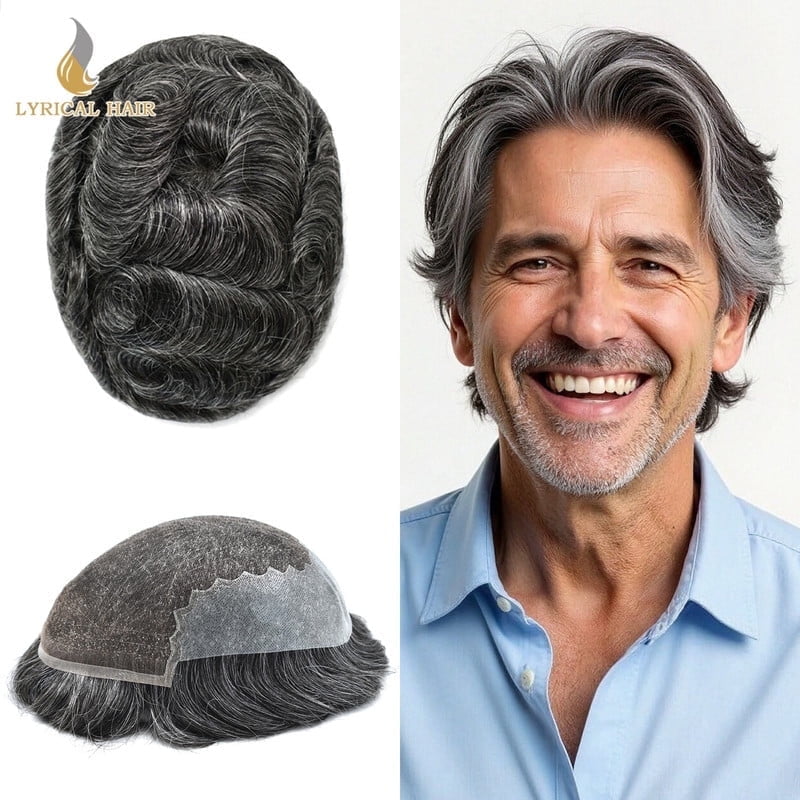LYRICAL HAIR Toupee for Men French Lace Front Men's Toupee Human Hair ...