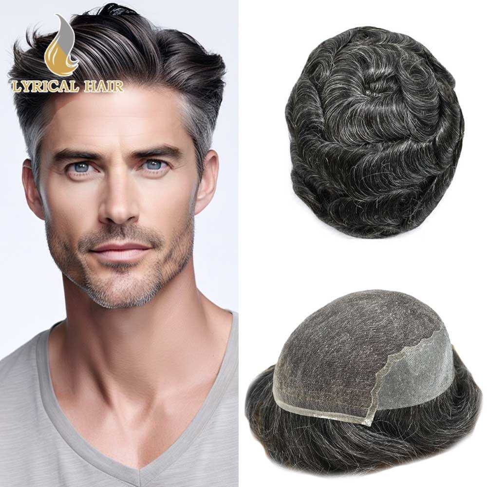 LYRICAL HAIR Lace Front Men Hair System French Lace Mens Toupee Human ...