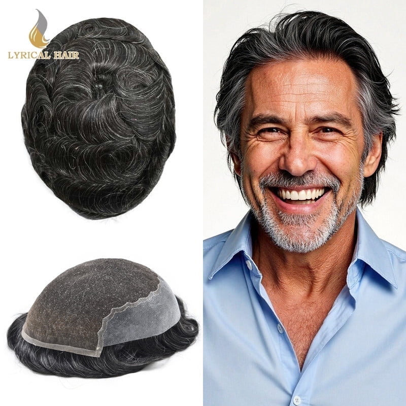LYRICAL HAIR Toupee for Men French Lace Front Men's Toupee Human Hair ...