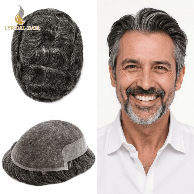 LYRICAL HAIR Lace Front Toupee for Men Indian Human Hair Replacement ...