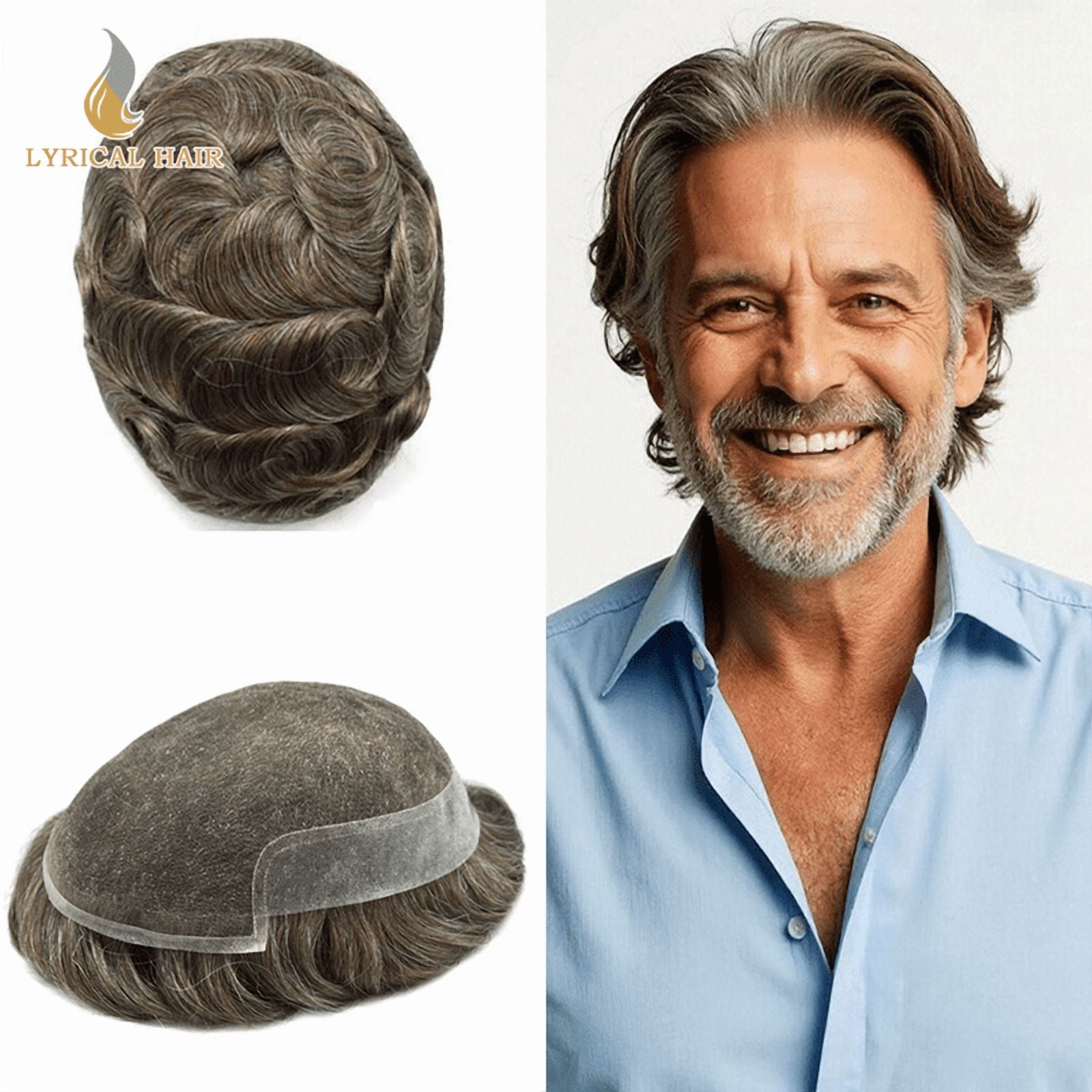 LYRICAL HAIR Lace Front Toupee for Men Indian Human Hair Replacement ...