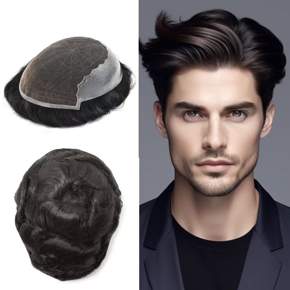 LYRICAL HAIR Toupee for Men 6"x9" French Lace Mens Toupee Hairpieces ...