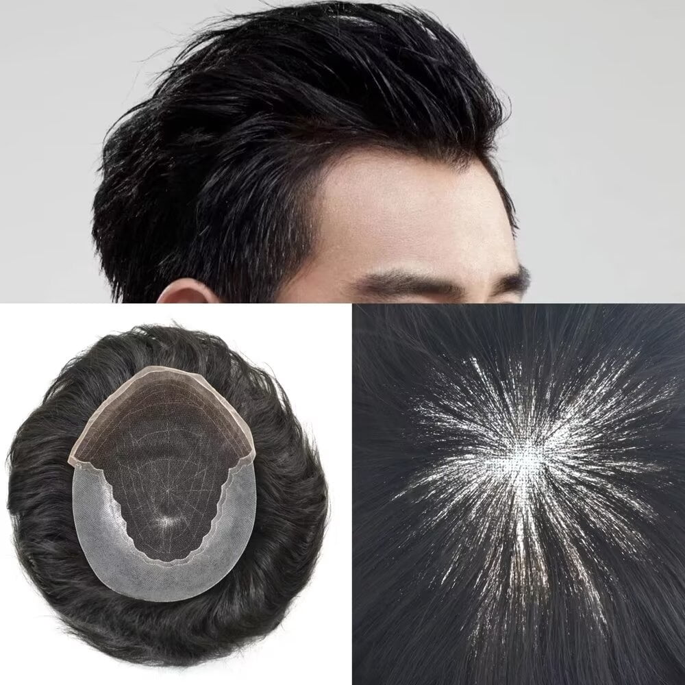 LYRICAL HAIR Toupee for Men French Lace Front Mens Toupee Human Hair ...