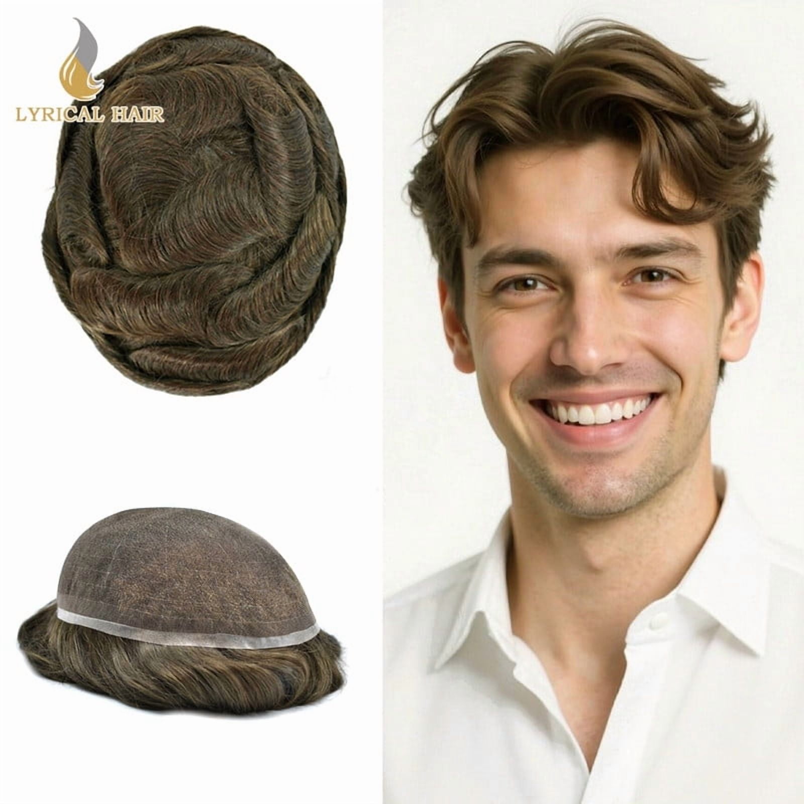 LYRICAL HAIR Toupee for Men Indian Human Hair Replacement System All ...