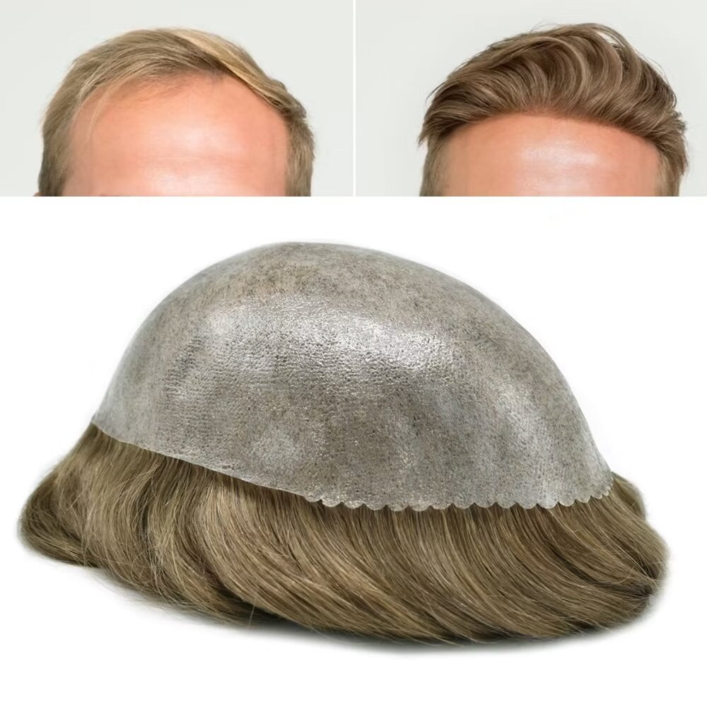 LYRICALHAIR Ultra Thin Skin Toupee for Men Human Hair Replacement ...