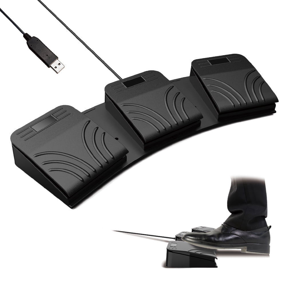 LYRIXEN Triple USB Foot Switch Silent Optical 3 Key Programmable PC ...