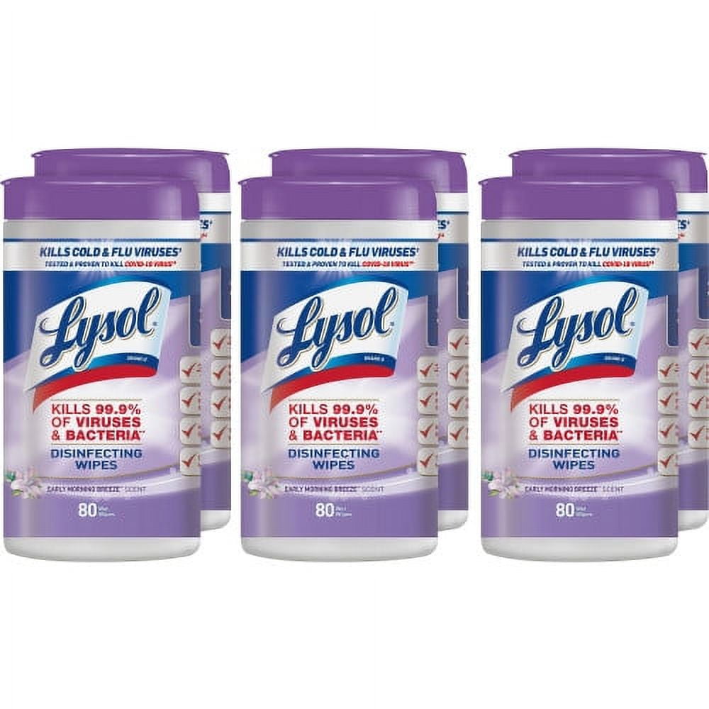 LYSOL Brand Disinfecting Wipes, 1-Ply, 7 x 7.25, Early Morning Breeze ...