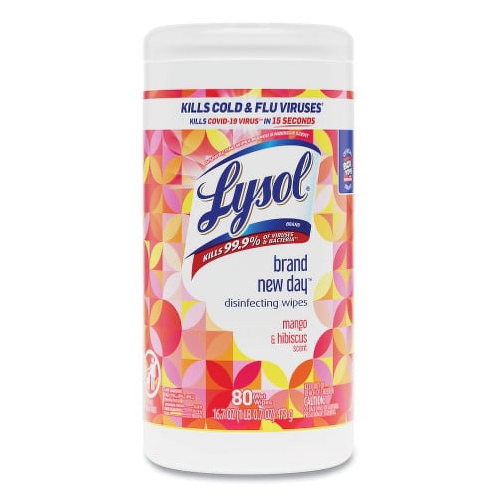 LYSOL Brand Disinfecting Wipes, 1-Ply, 7x7.25, Mango & Hibiscus, Kills ...