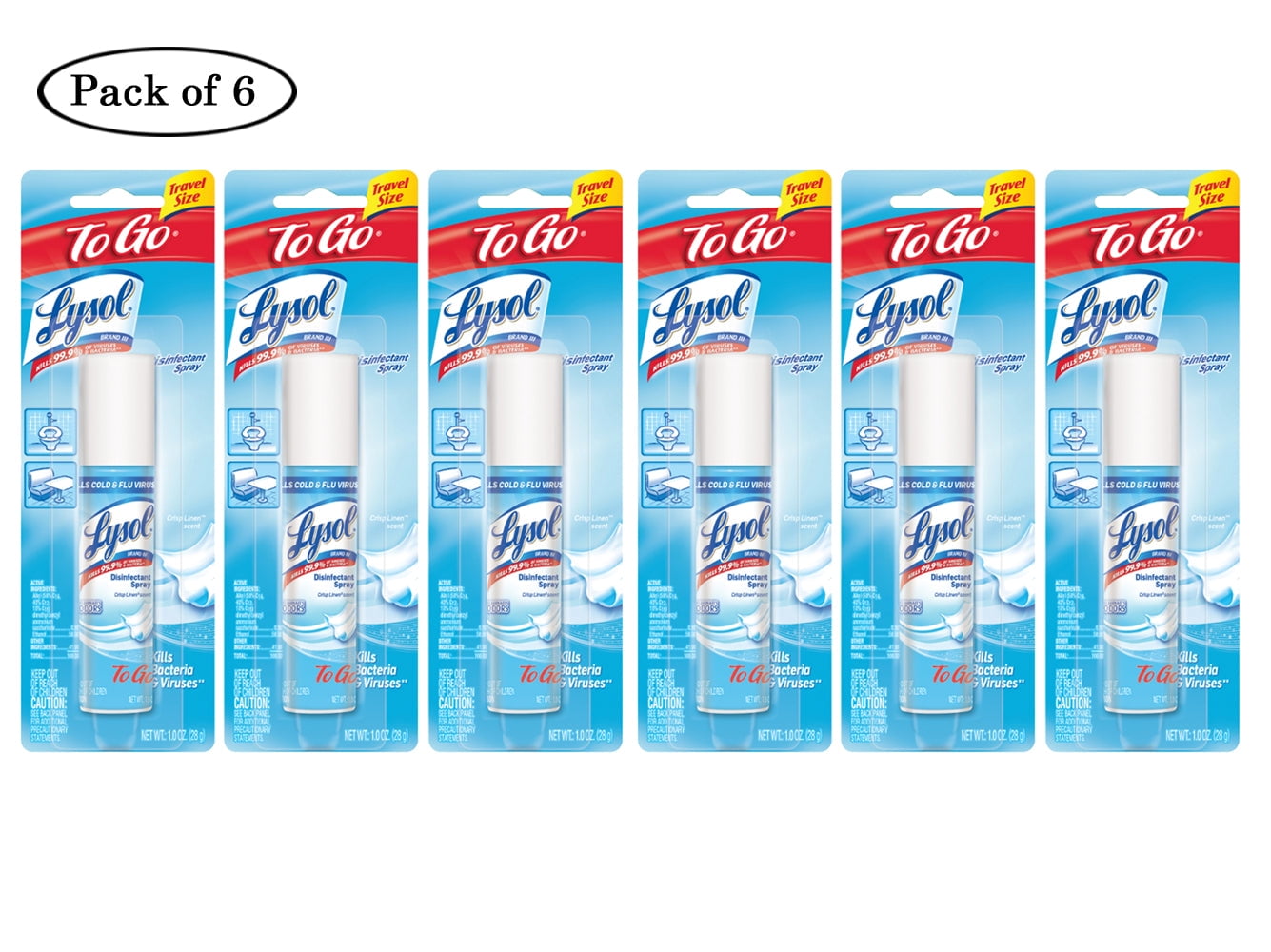 LYSOL Travel Disinfectant Spray - Crisp Linen To Go (Pack of 6 ...