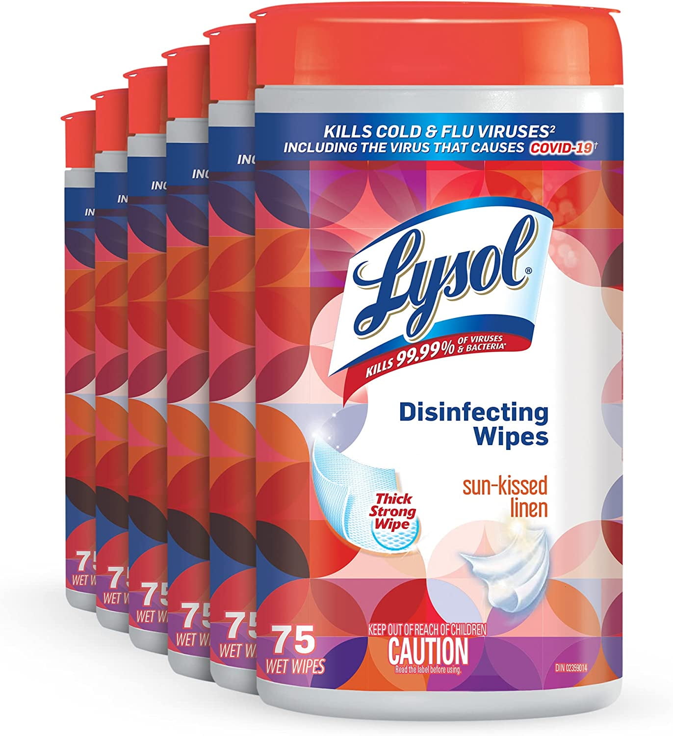 Lysol Disinfecting Wipes Sun Kissed Linen 75 Count Pack Of 6