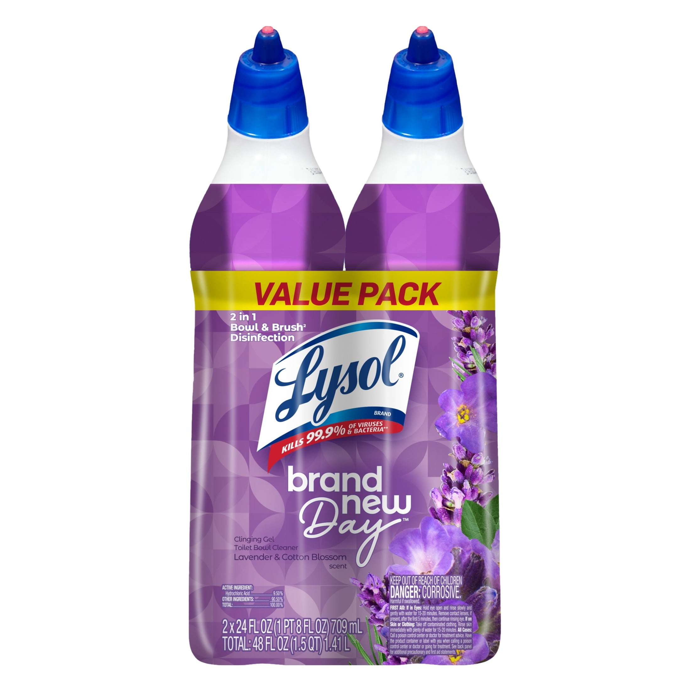 Lysol Toilet Bowl Cleaner Gel, Brand New Day Bathroom Cleaner, 24 fl oz ...