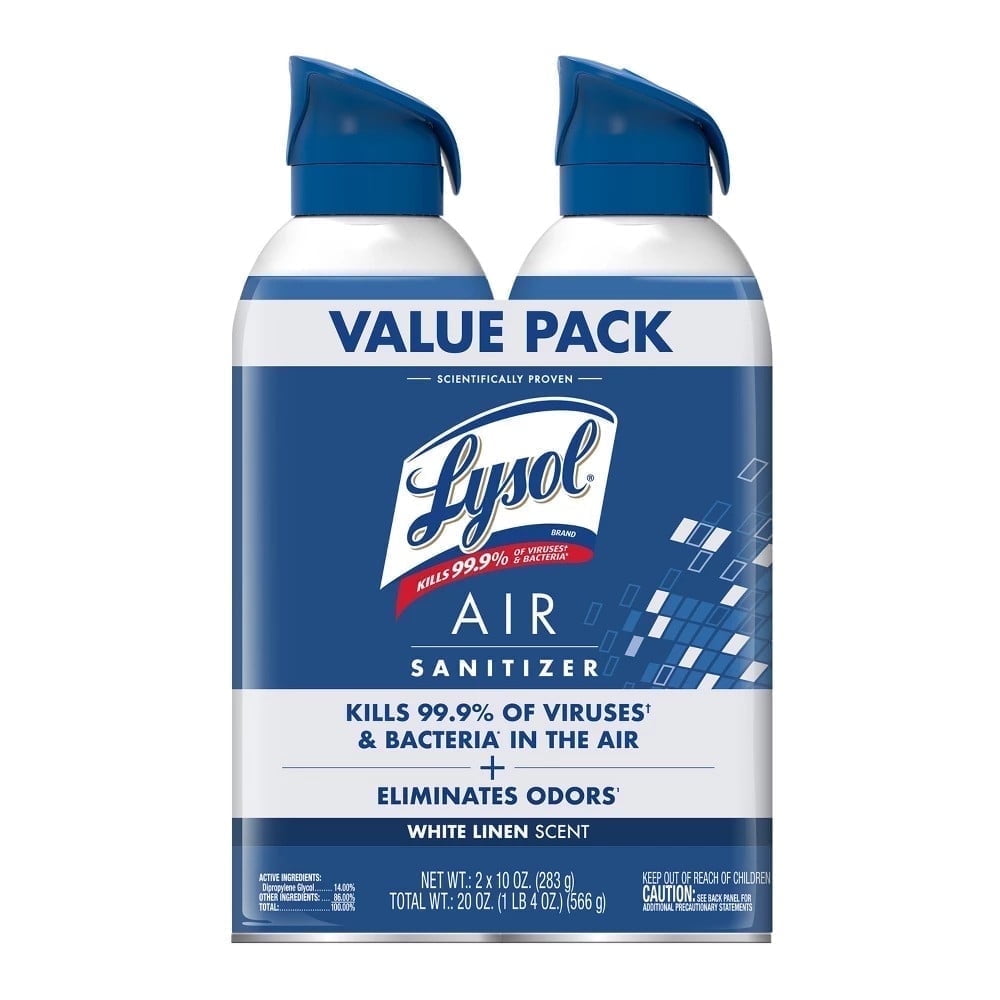 Lysol Air Sanitizer Spray, Whit Linen, 2ct, 10 fl oz each - Walmart.com