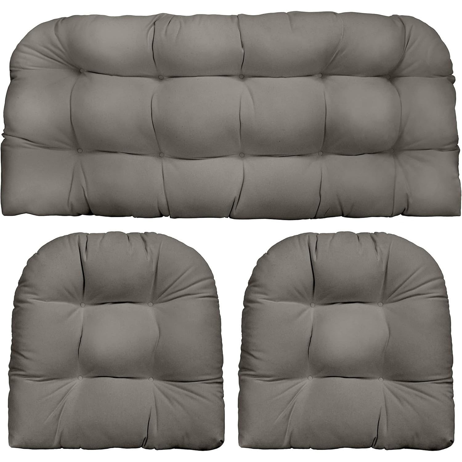 LYSP 3 Piece Tufted Wicker Settee and Chair Cushion Set | Indoor ...