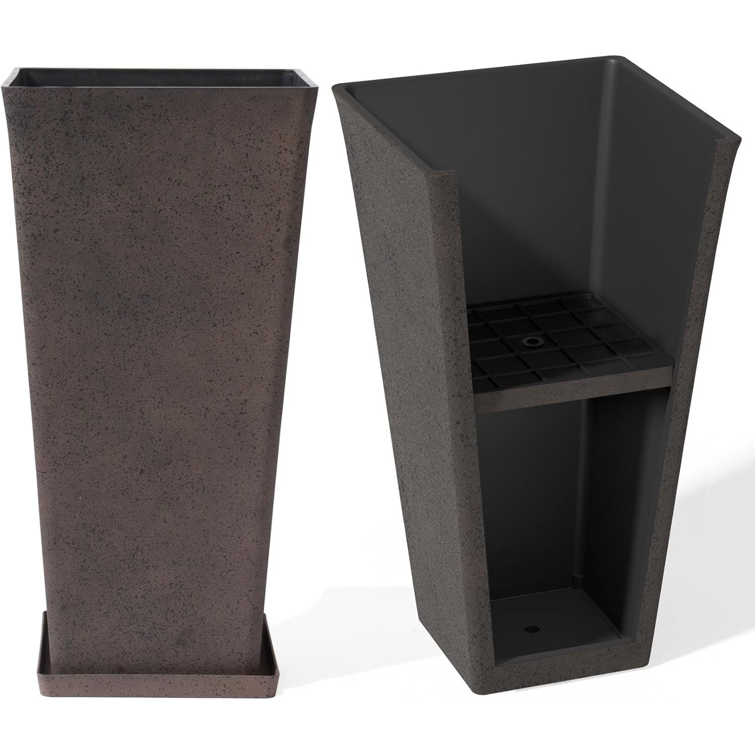 LYSP 30 inch Tall Planters Set of 2,Indoor/Outdoor Rectanglar Large ...