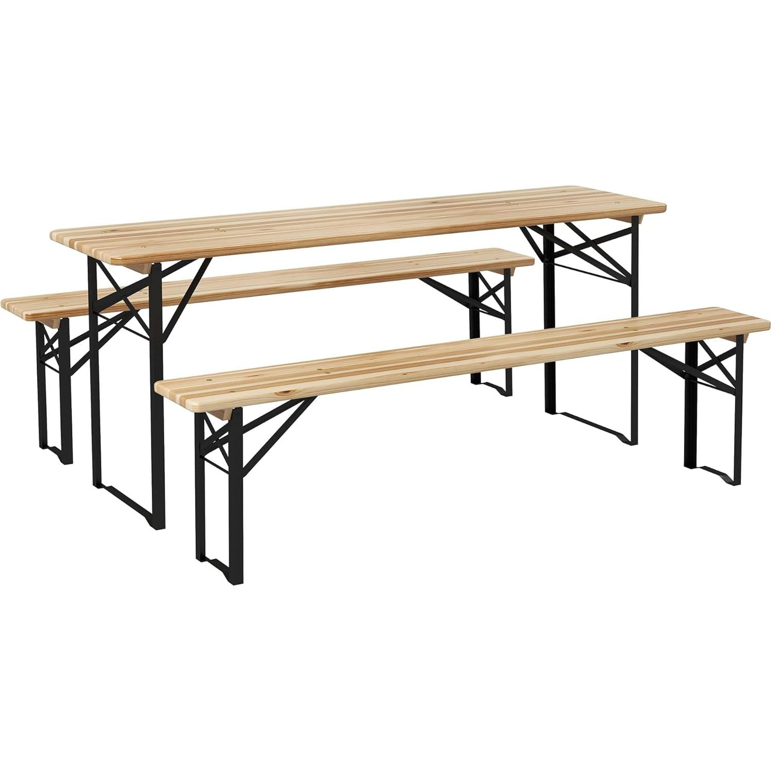 LYSP 6' Portable Picnic Table and Bench Set, Outdoor Wooden Folding ...