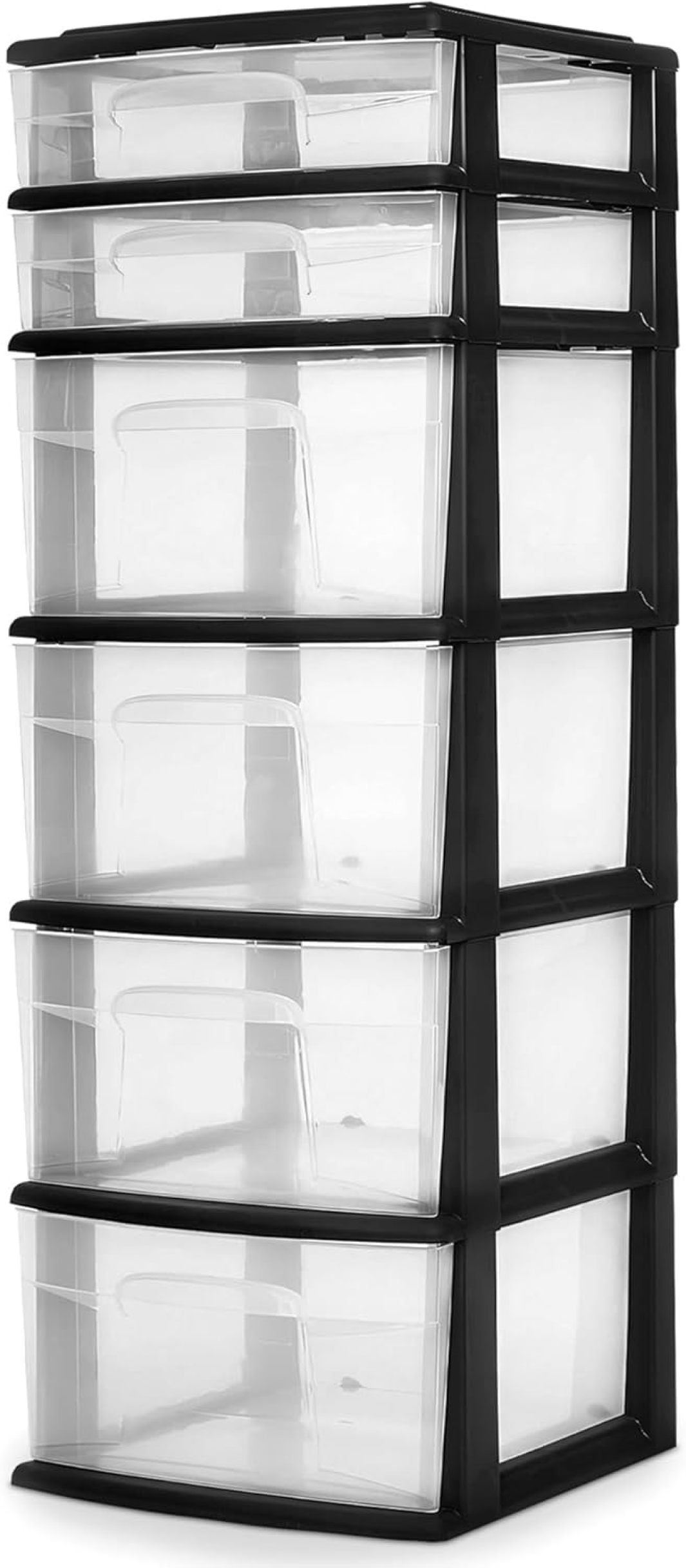 LYSP Drawer Tower, 6-Tier Clear Plastic Storage Organizer Cart, Black ...