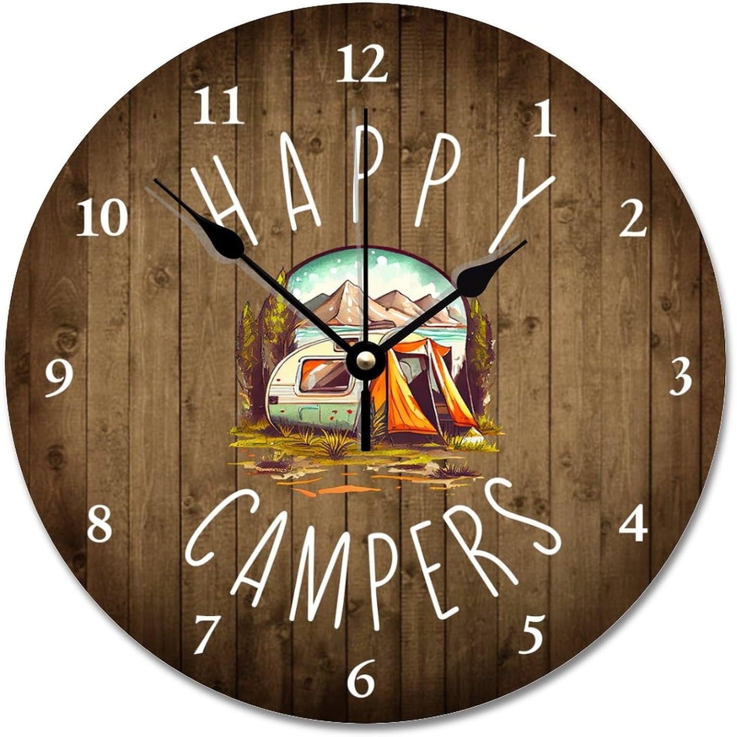 LYSP Happy Campers Clock Retirement RV Camping Wall Clock Silent Non ...