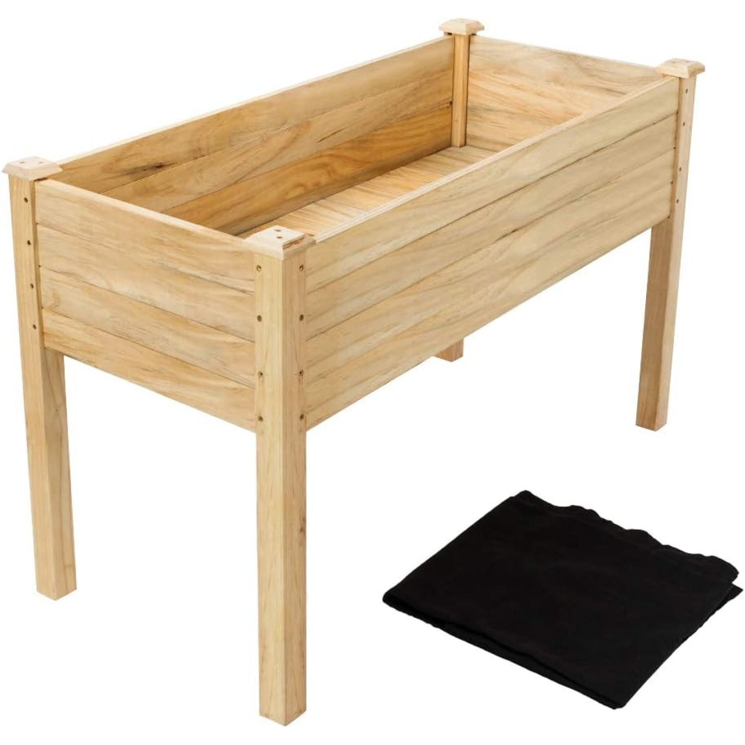 LYSP Heavy Duty Raised Garden Bed with Bed Liner, Wood Elevated Planter ...