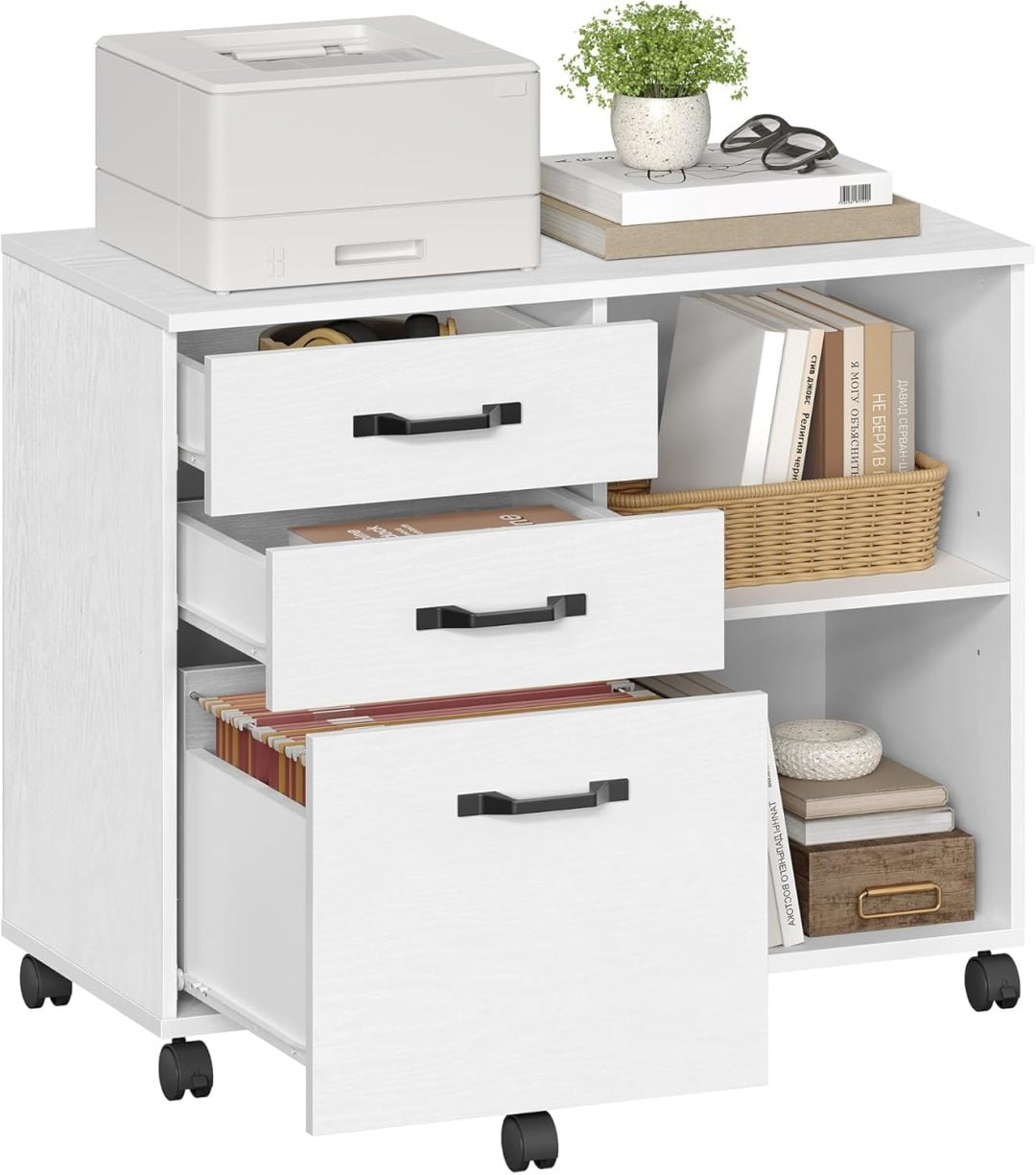 LYSP Lateral File Cabinet, Home Office Printer Stand, 3-Drawer Mobile ...