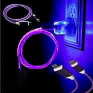 3 in 1 LED Flowing Light Up Charger Charging Cable USB Cord for Android ...