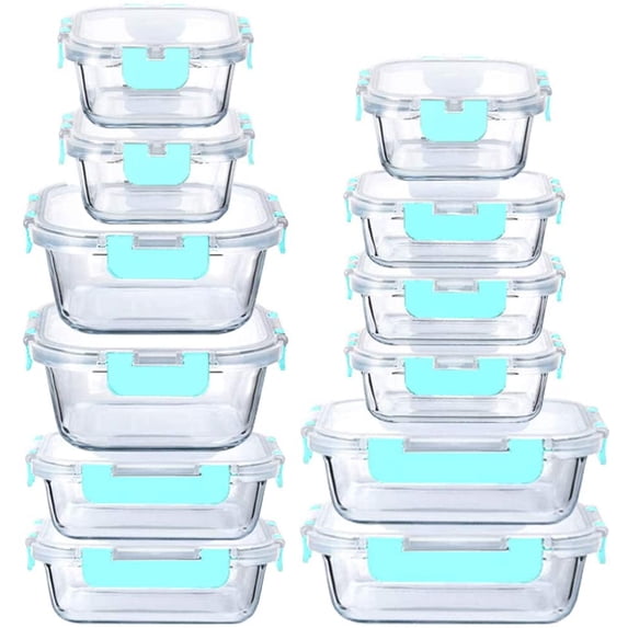 LYTIO Glass Food Storage Containers with Locking, Leakproof Lids, 12 ...