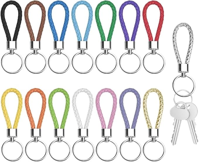 LYTIVAGEN 15 PCS Unisex Leather Braided Wristlet Key Chain for Car Keys ...