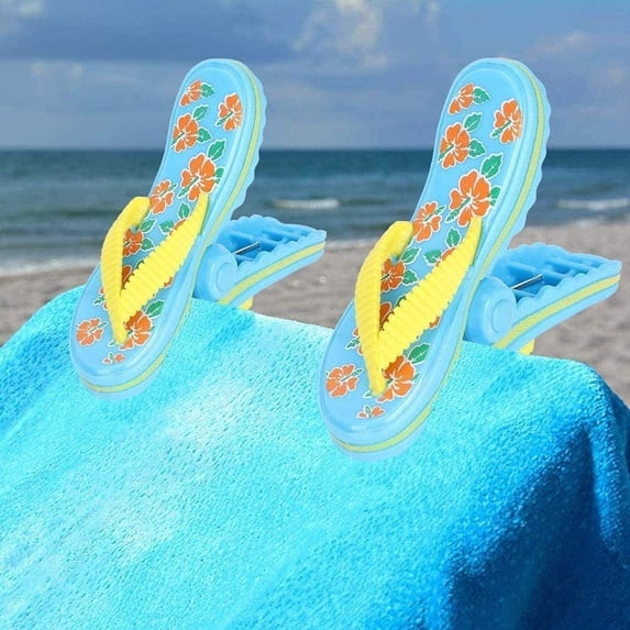 LYTIVAGEN 2 Pack Beach Towel Clips Plastic, Cute Slippers Sunbed Beach ...