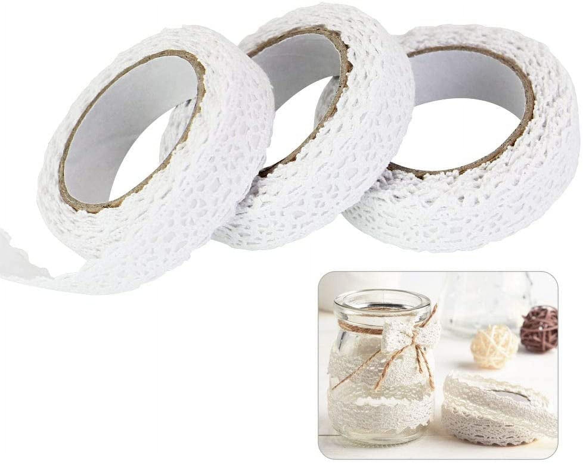 LYTIVAGEN 3 Rolls White Lace Ribbon Self Adhesive Lace Tape Cotton Lace ...