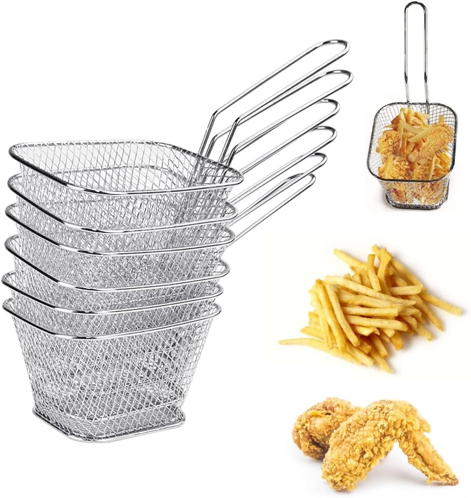 LYTIVAGEN 6 Pcs Mini Square Fry Basket Bulk Stainless Steel French Fry ...