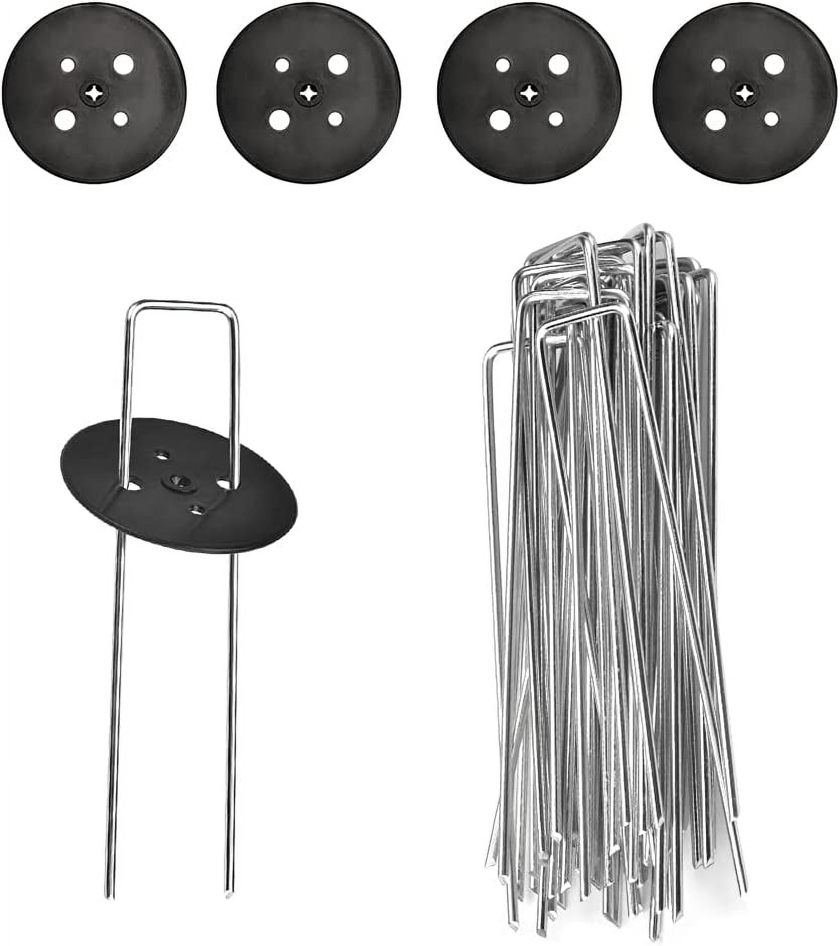 LYTIVAGEN Garden Staples Galvanized Garden Pegs Silver Weed Barrier ...