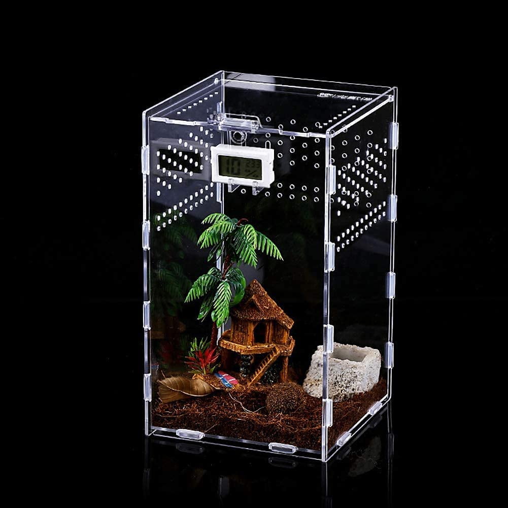 LYTIVAGEN Insect Feeding Box, 12x12x20cm Acrylic Reptile Enclosure ...