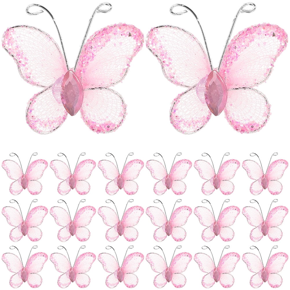 LYTMENT 100pcs Sheer Mesh Glitter Butterflies For Diy Wedding Decor Invitations Home Decorations ...