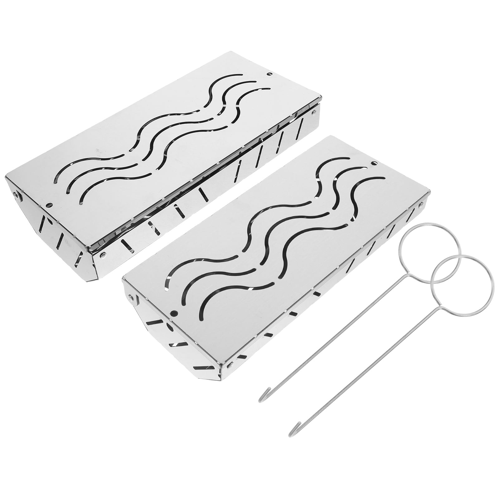 LYTMENT 2 Pcs Stainless Steel Smoking Box Bbq Grilling Wood Chip Smoke ...
