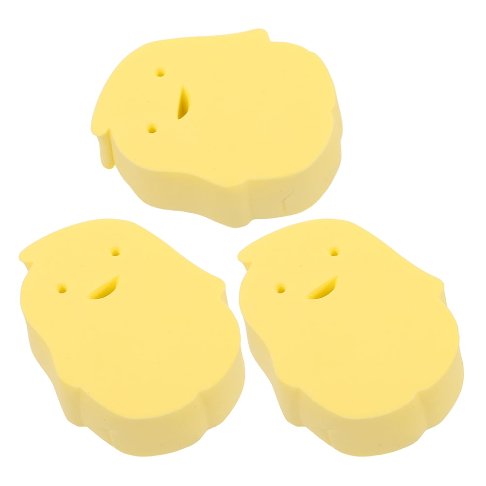 WEUVEB Newborn Bath Sponge Yellow PVA 3Pcs Portable Bathing for Home ...