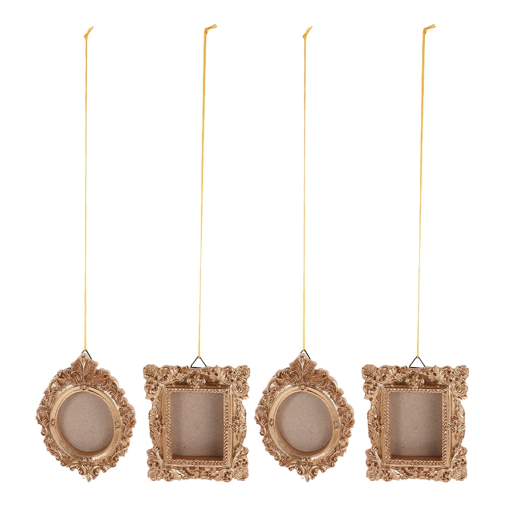 WEUVEB Gallery Style Mini Picture Frames Golden 4Pcs 4.8x3.1x0.4In ...