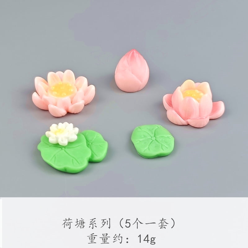 LYTMENT 5pcs Miniature Resin Water Lily Pads Mini Flowers Leaves ...