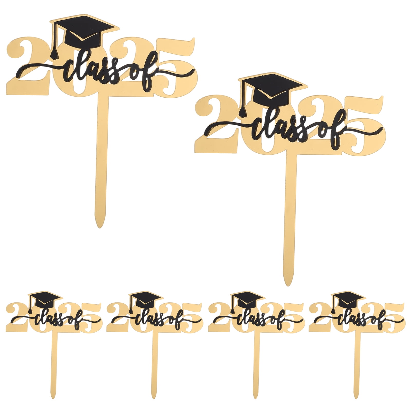 WEUVEB Graduate Acrylic Cake Topper Golden 6Pcs - Walmart.com