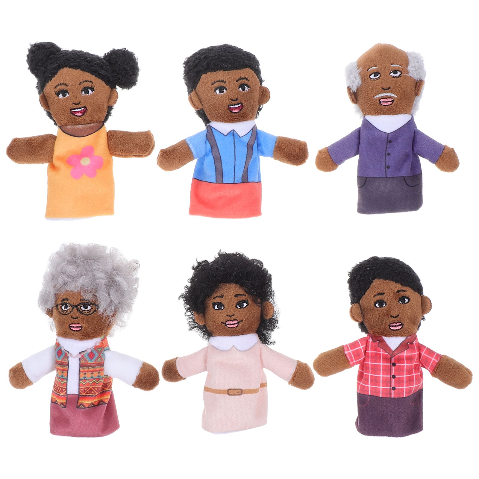 LYTMENT 6pcs Kids Hand Puppets Set Family Plush Finger Puppets For ...