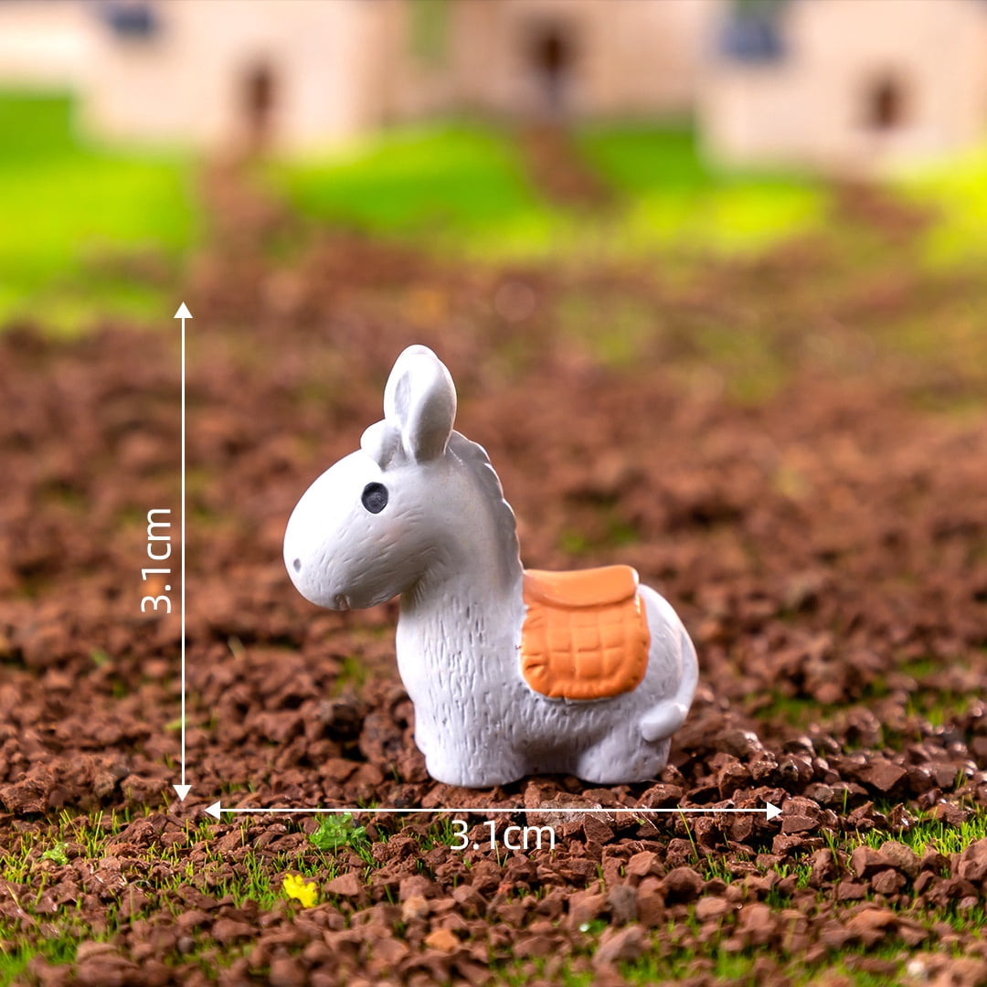 WEUVEB 6pcs Donkey Ornaments Resin Animal Figurines Multi Garden Decor ...