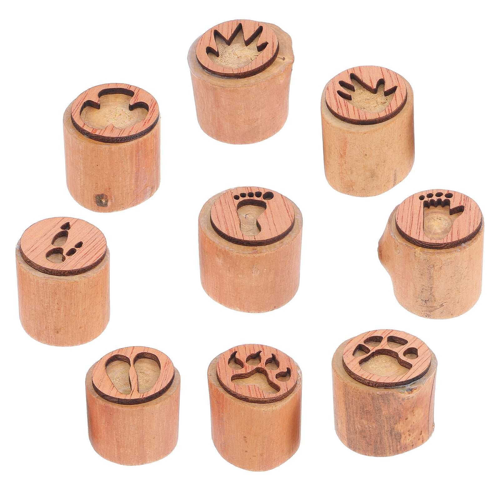 WEUVEB Handmade Wooden Stamps Set, 9 Pieces Assorted Colors for Card ...