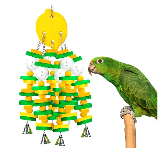 LYTMENT Bird Cage Accessories Parrot Chew Toy With Wood Blocks And ...
