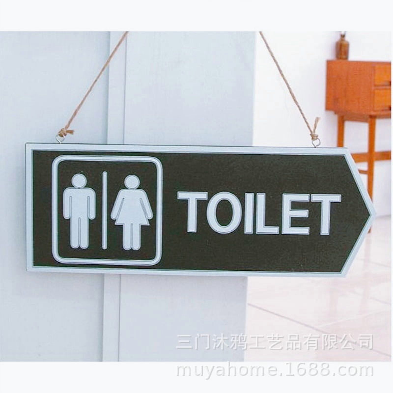WEUVEB Wooden Restroom Sign Black with Clear Indications, Easy to ...