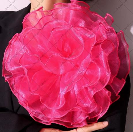 LYTMENT Extra Large Organza Fabric Flower Brooch Pin For Women Big ...