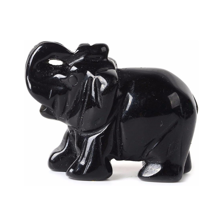 WEUVEB Elephant Figurine Crafts Handheld Item Obsidian Stone Indoor ...