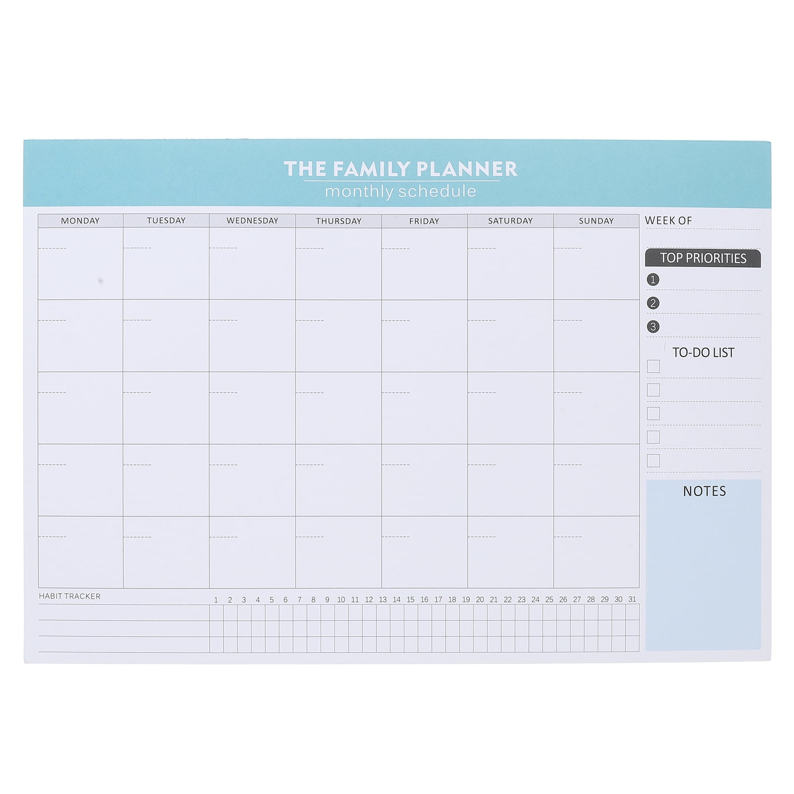 WEUVEB Large Monthly Planner Paper Blue Office Supplies Elegant Layout ...