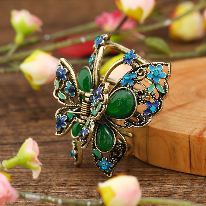 LYTMENT Vintage Butterfly Hair Claws Metal Rhinestone Hair Clips Retro ...