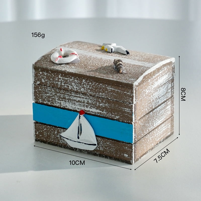 LYTMENT Wooden Nautical Box Ocean Style Wooden Treasure Chest Vintage ...