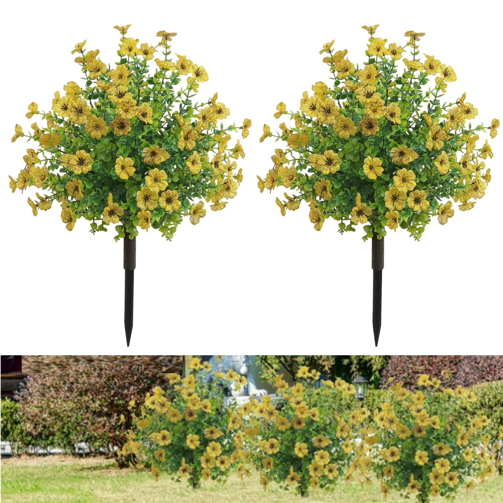 LYTRYCAMEV 2-Pack 24" Artificial Boxwood - Realistic Fake Plants with ...