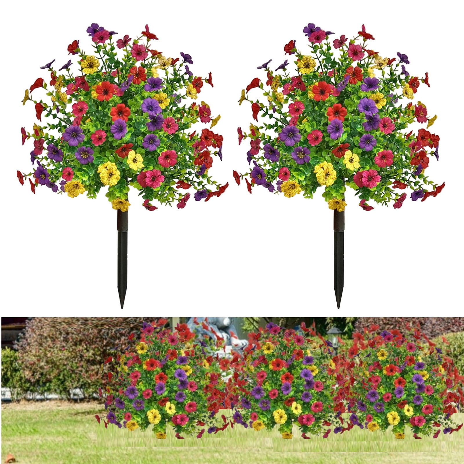 LYTRYCAMEV 2-Pack 24" Faux Boxwood Ball Trees - Realistic No ...
